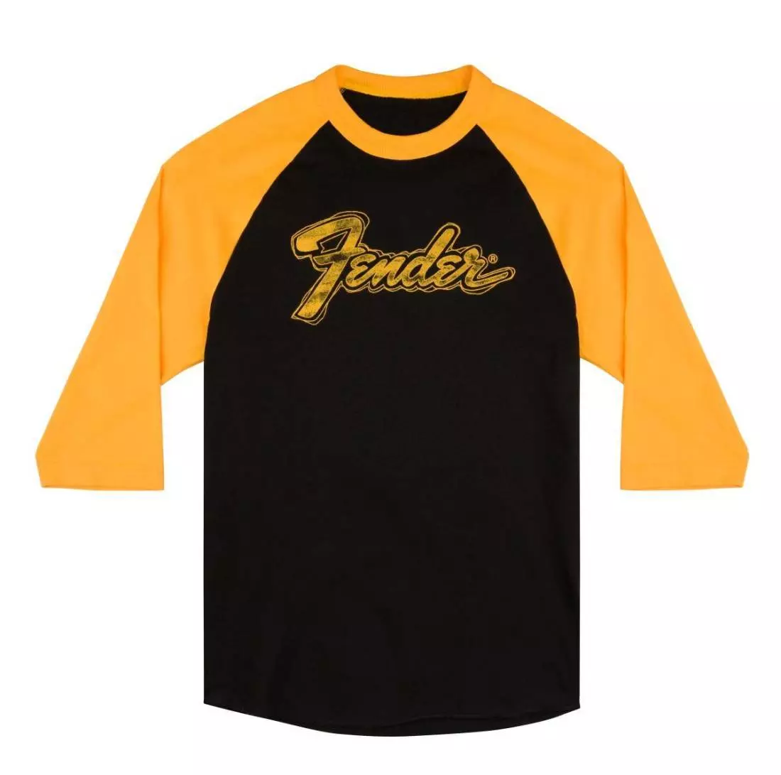 Fender Black & Yellow Raglan T-Shirt - M | Long & McQuade