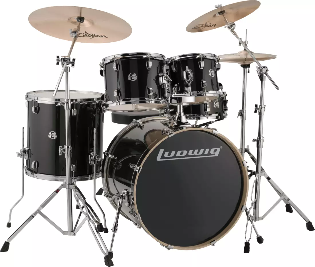 Ludwig Drums Evolution 5-Piece Drum Kit With Hardware And I Series Cymbals (22, 10, 12, 16, SN ...